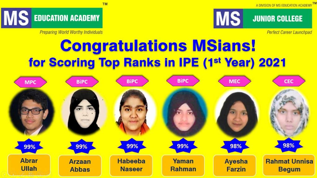 WITH 99% MARKS IN INTERMEDIATE 1st YEAR, MSians TOP IN ALL 4 STREAMS ...